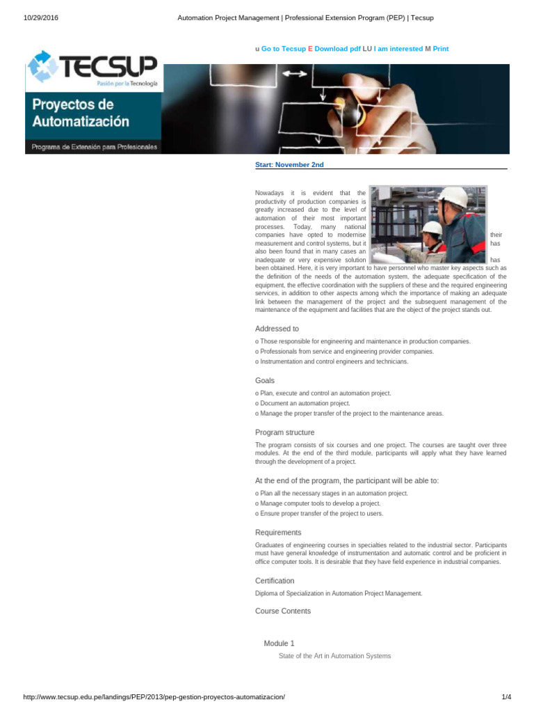 TECSUP - Automation Project Management | PDF | Project Management ...