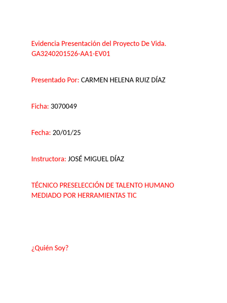 Evidencia-Presentacion-Proyecto-De-Vida-GA3-240201526-AA1-EV01 | PDF | Dios | Pensamiento