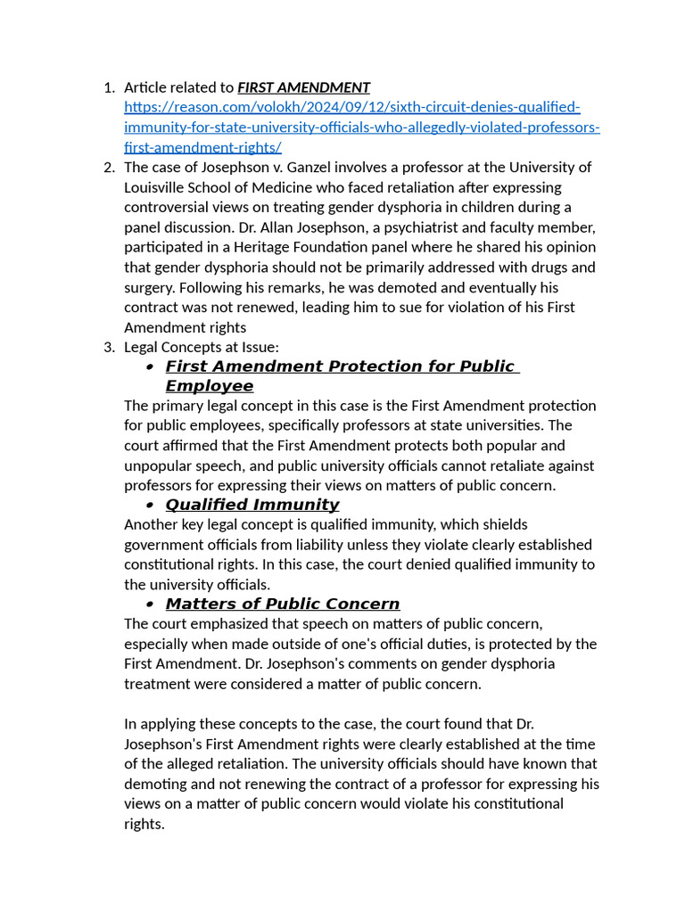 Article Related To FIRST AMENDMENT Https | PDF | First Amendment To The ...