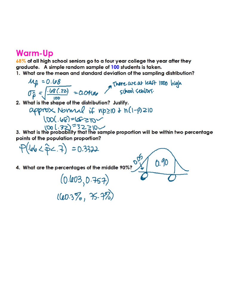 Unit 5 Day 2 - Confidence Intervals For Proportions | PDF