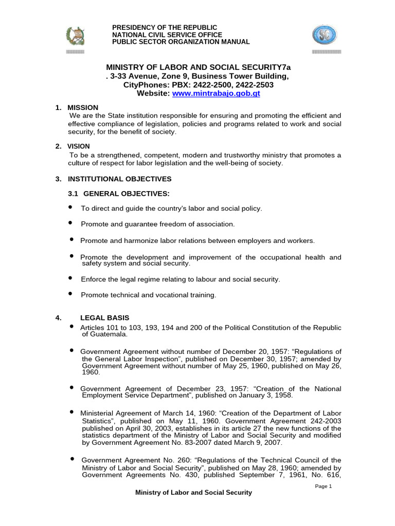 MINISTRY OF LABOR Functions PDF | PDF | Employment | Labour Law