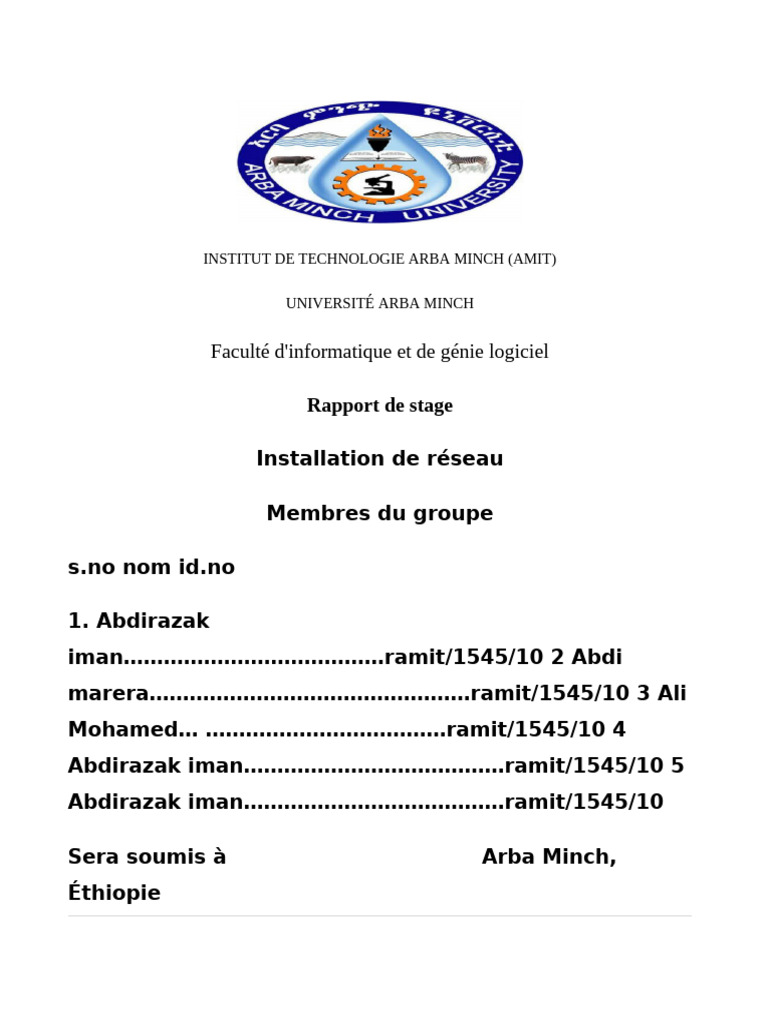 Rapport de stage sur l'installation réseau AMU | PDF | Pare-feu ...
