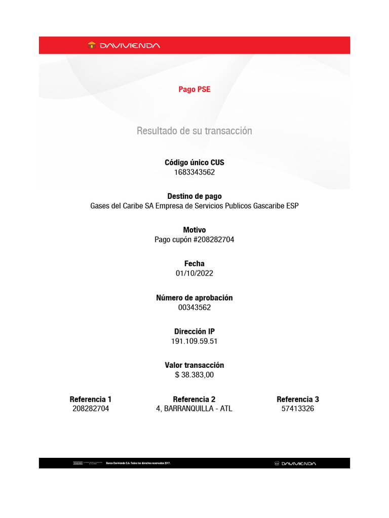 8-Pago Gas Caribe Banco - Agos - Sept - Barlovento | PDF