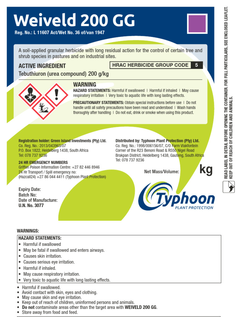 Tebuthiuron Herbicide Safety Guide | PDF | Herbicide | Soil