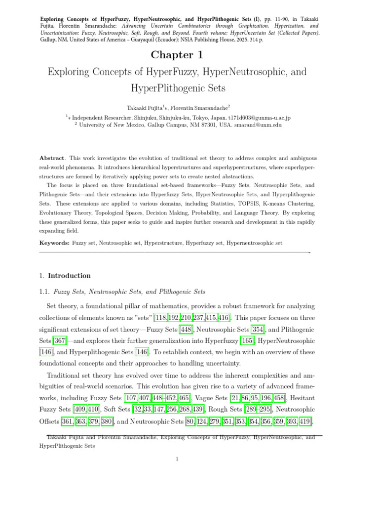Exploring Concepts of HyperFuzzy, HyperNeutrosophic, and HyperPlithogenic Sets (I) | PDF | Set ...