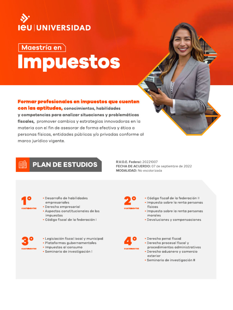 Maestría en Impuestos No Escolarizada Universidad IEU | PDF
