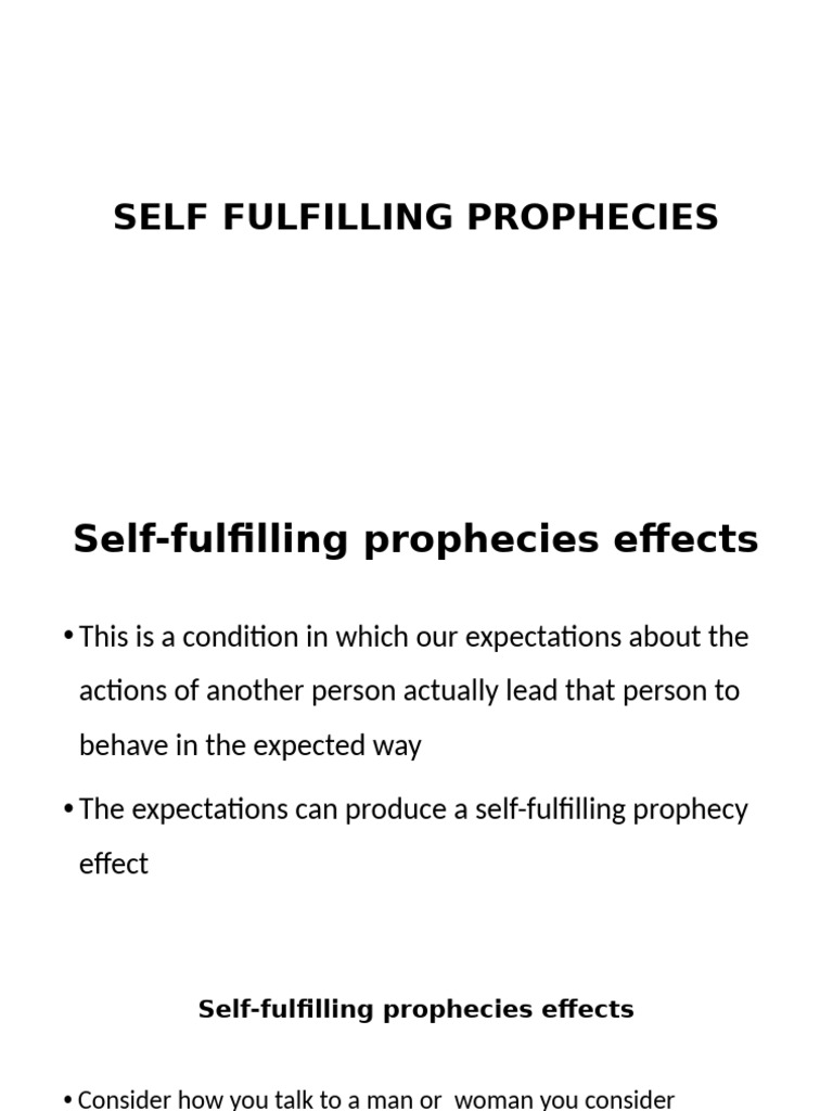 Self Fulfilling Prophecies | PDF