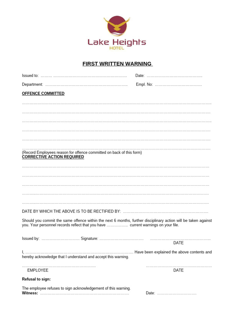 3 - First Written Warning Form | PDF