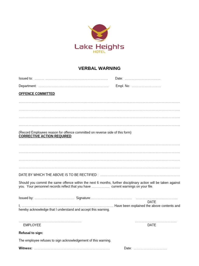 2 - Verbal Warning Form | PDF