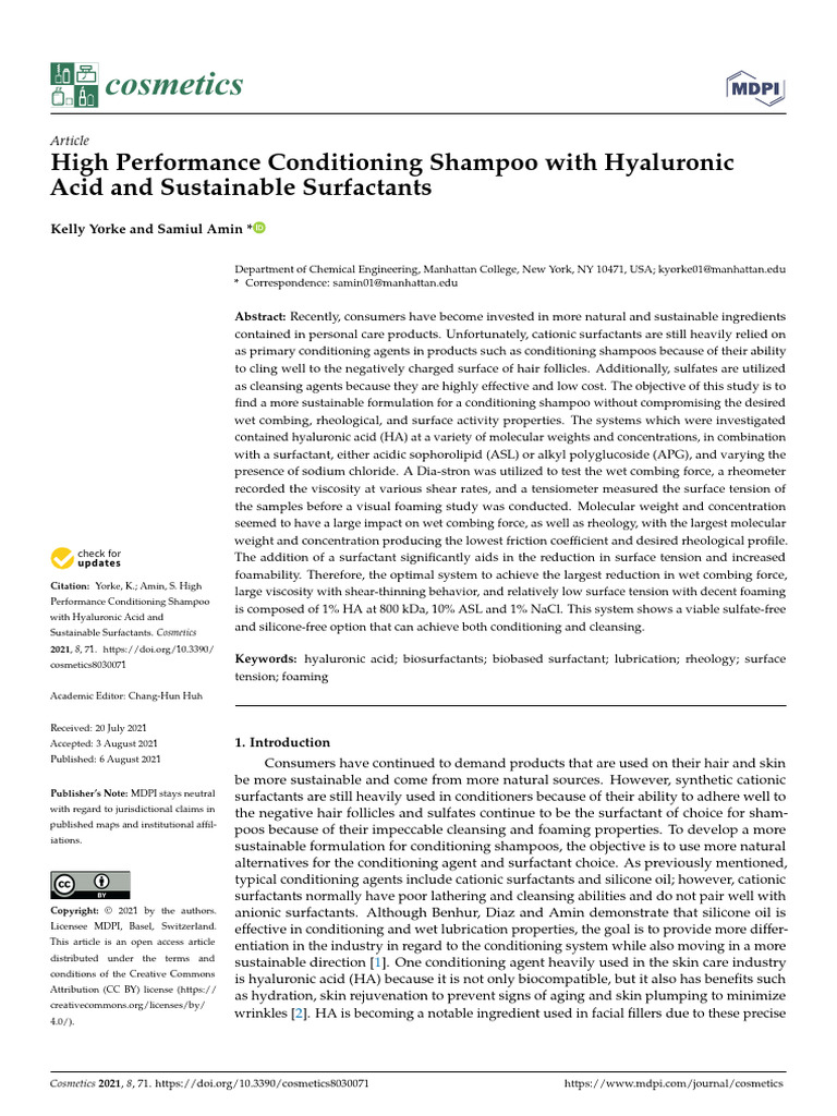 Higt Performance Conditioning | PDF | Surfactant | Rheology