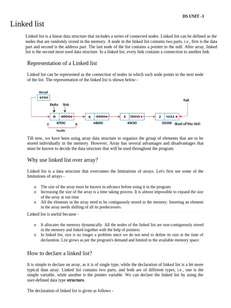 Understanding Linked Lists in Data Structures | PDF | Pointer (Computer ...