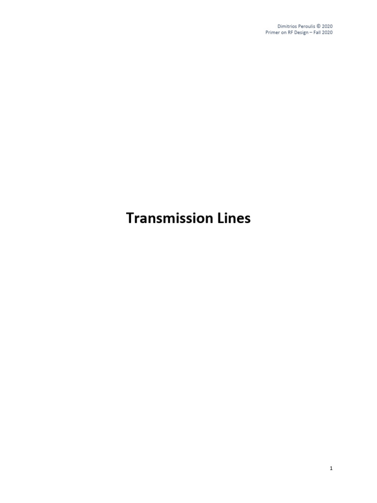 Week 2 - Transmission Lines | PDF | Transmission Line | Waves