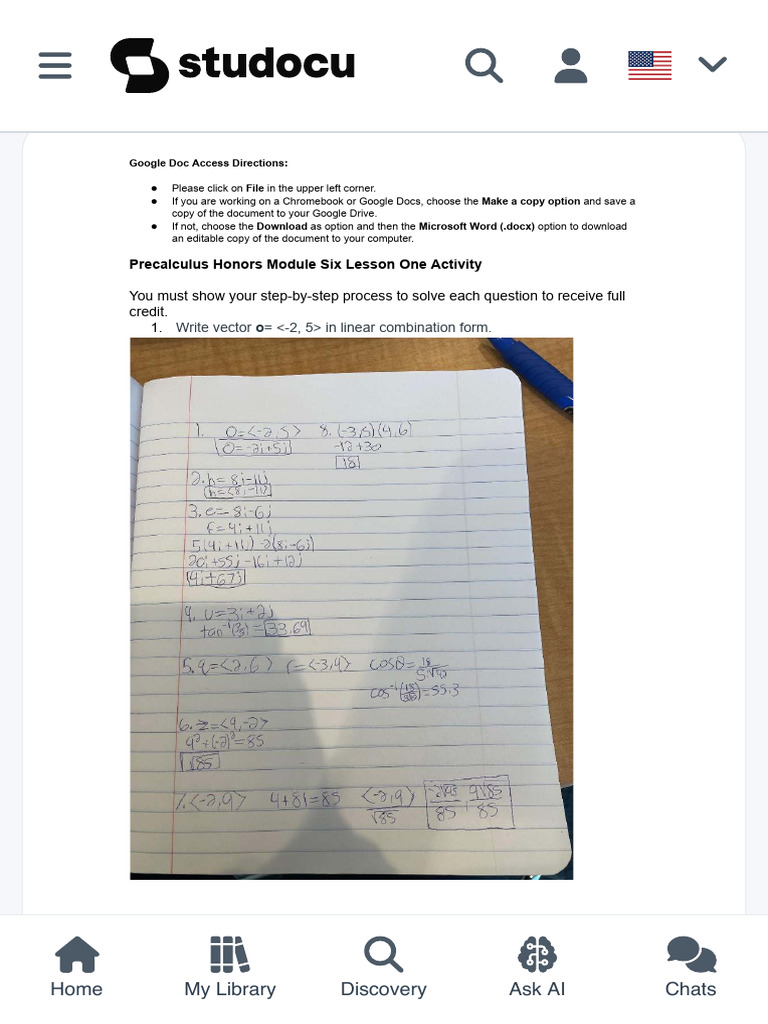 Precalculus Honors Module Six Lesson One Activity - Google Doc Access ...