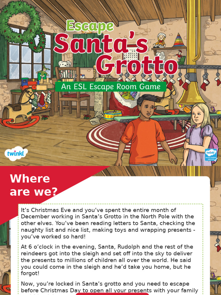 Escape Santa's Grotto Puzzle Game | PDF | Santa Claus | Christmas