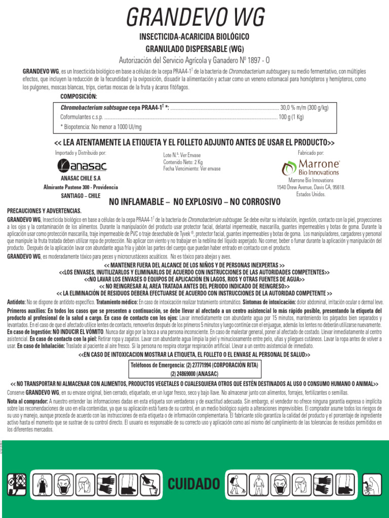 Grandevo WG Etiqueta 08-08-2022 | PDF | Agua | Plaga (organismo)