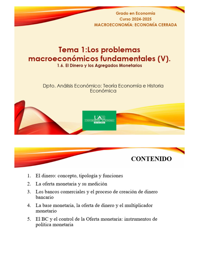 TEMA1.6 ELDINERO Complemento Al Tema 3 | PDF | Dinero | La política monetaria