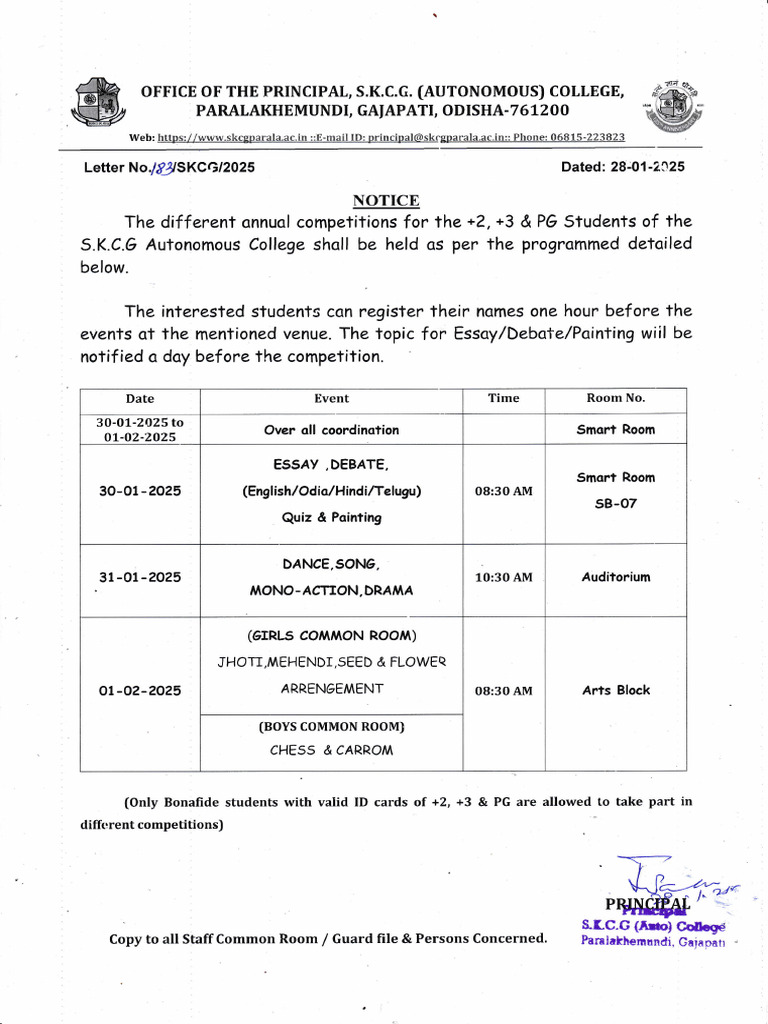 183- NOTICE - ANNUAL COMPETITIONS PROGRAMME NOTICE -FOR THE SESSION ...