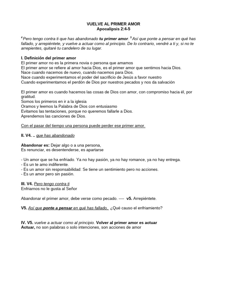 Regresa a tu Primer Amor Espiritual | PDF