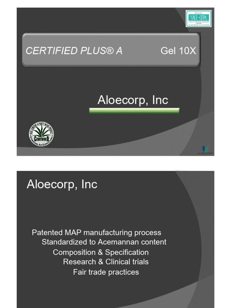 Certified Plus Aloe Vera Gel 10x 2017 | PDF | Polysaccharide