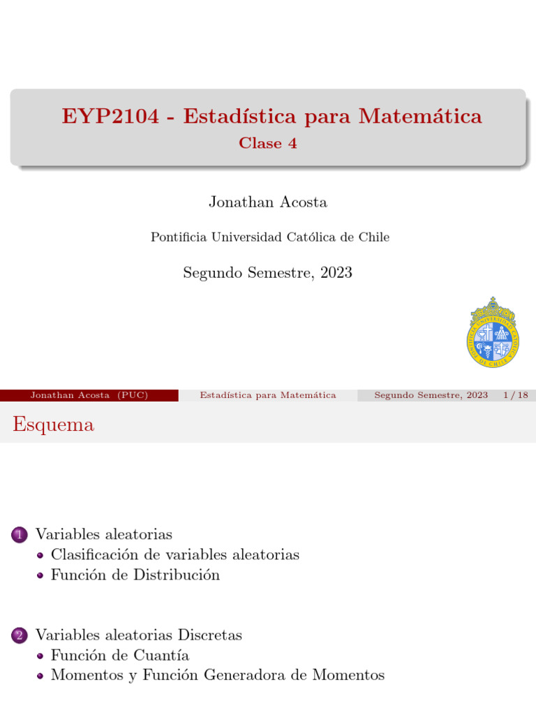 Clase04_EYP2104 (2) | PDF | Variable aleatoria | Variable (Matemáticas)
