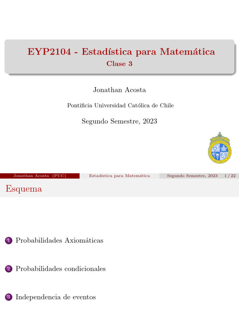 Clase03 EYP2104 | PDF | Teoría de probabilidad | Probabilidades y estadísticas