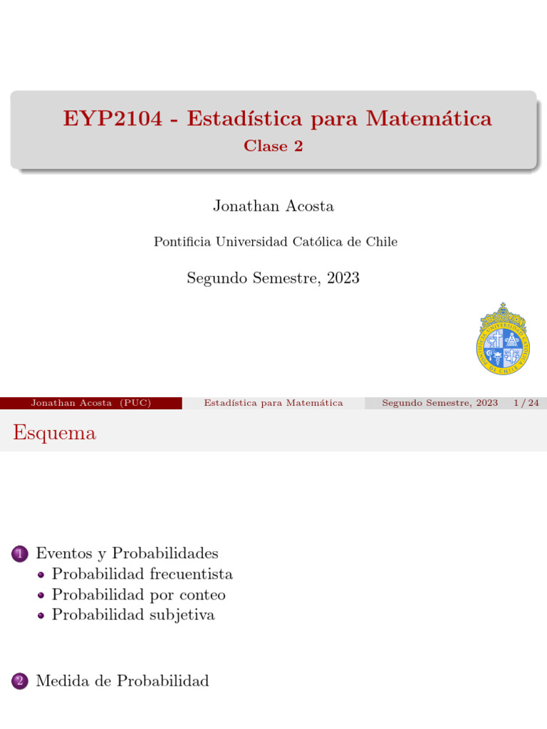 Clase02 EYP2104 | PDF | Teoría de probabilidad | Probabilidad