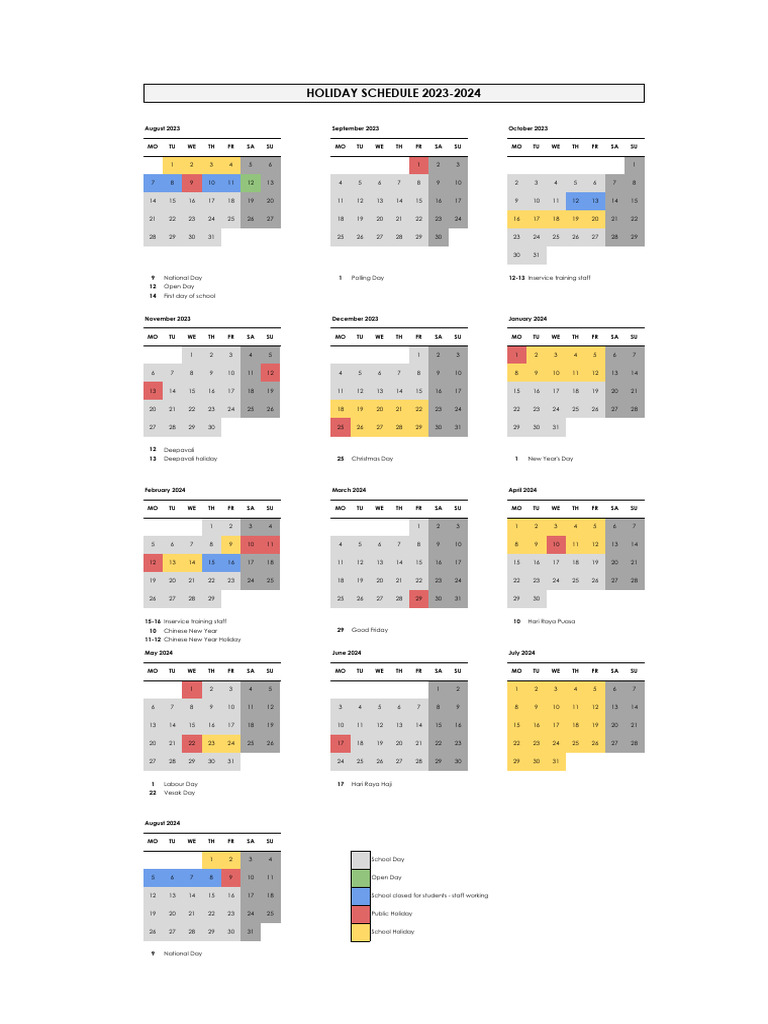 2023-2024 Holiday Schedule | PDF | Religious Holidays | Holidays