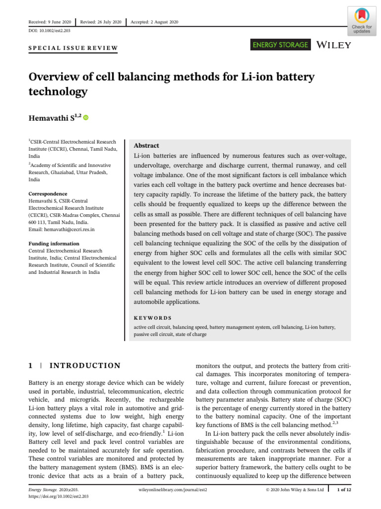 Overview of cell balancing methods for Li-ion battery technology | PDF ...