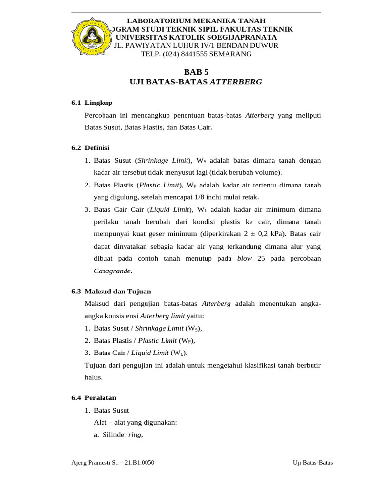 Uji Batas Atterberg pada Tanah | PDF