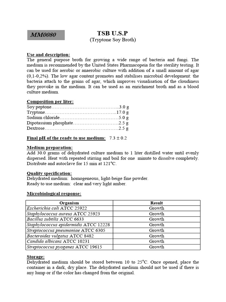 Tryptone Soy Broth 3 | PDF