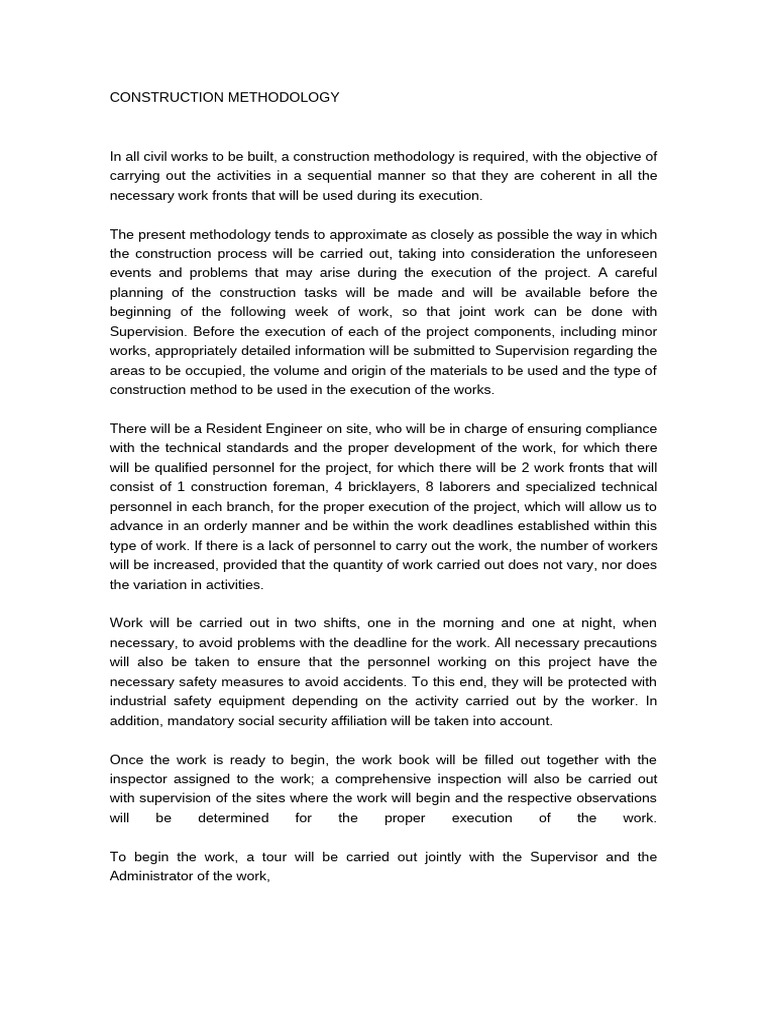 Construction Methodology Overview | PDF | Methodology