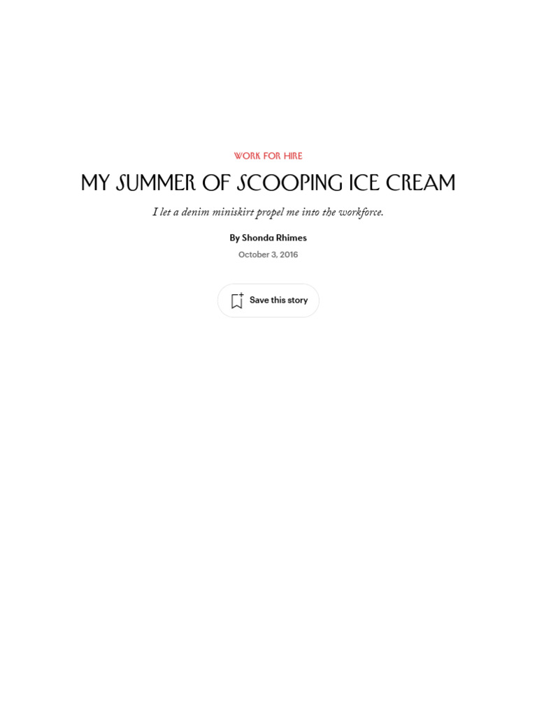 My Summer of Scooping Ice Cream - The New Yorker | PDF | Ice Cream