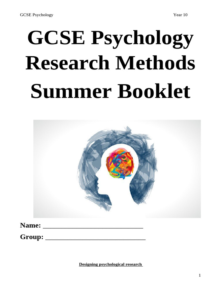 GCSE Psychology Research Methods | PDF | Sampling (Statistics) | Experiment