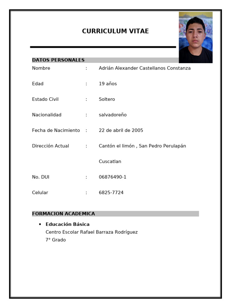 CURRICULUM Adrián Alexander Castellanos Constanza | PDF