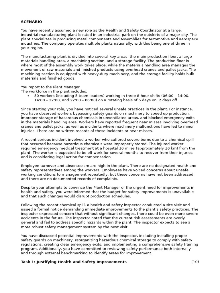 Mock Assessment 3 - Scenario Question | PDF | Occupational Safety And ...