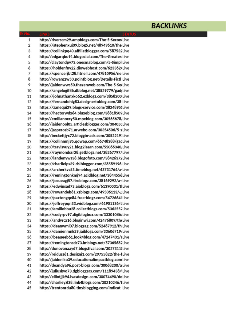 Comprehensive Backlink List | PDF