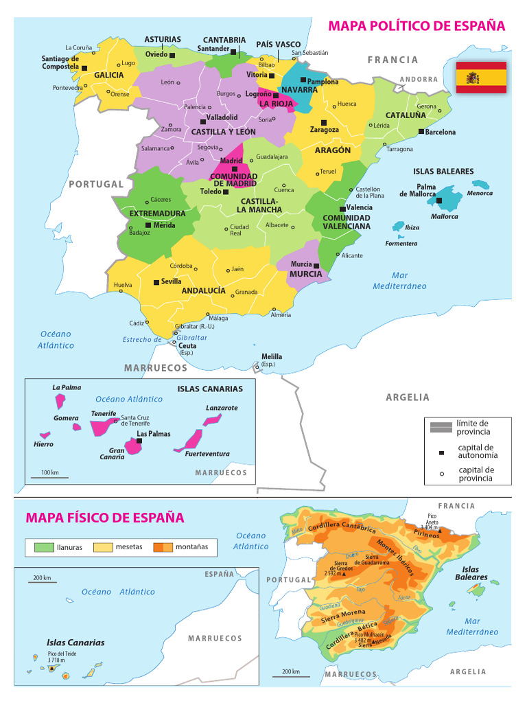 Mapa Político y Físico de España | PDF | España | Europa