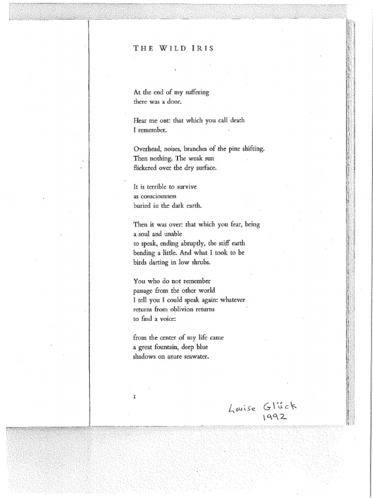 The Wild Iris Louise Gluck 1992 | PDF