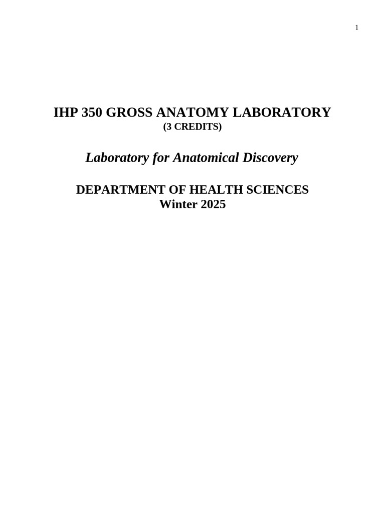 Gross Anatomy Manual - Winter25 | PDF | Anatomy | Human Body