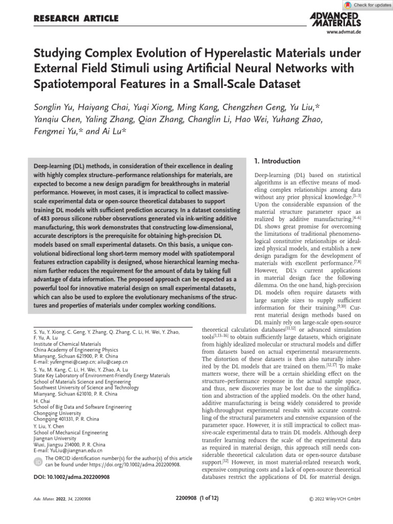 Hyperelastic Materials Evolution via DL | PDF | Deformation ...