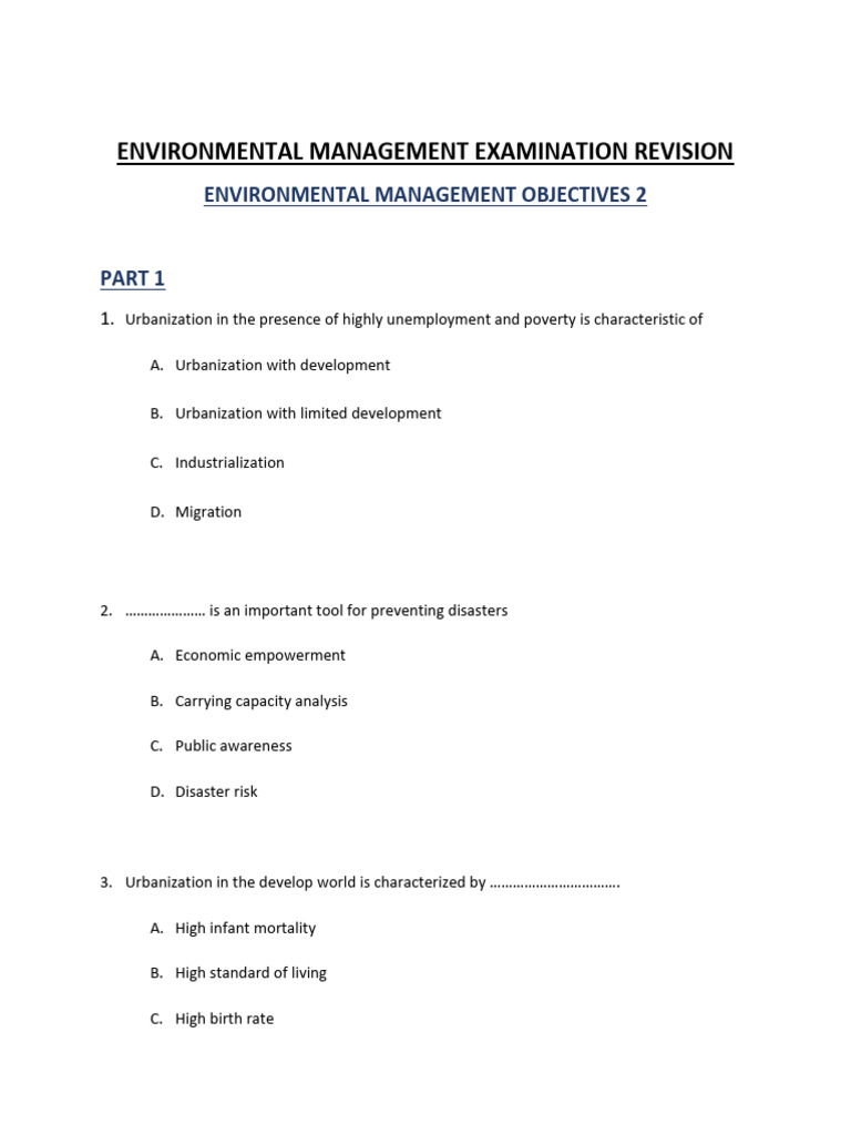 Environmental Management Questions | PDF | Sustainability | Sustainable ...