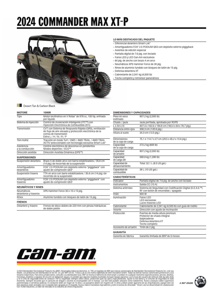 Ficha Tecnica Commander Max XTP 2024 | PDF | Tracción en las cuatro ruedas | Vehículo de motor