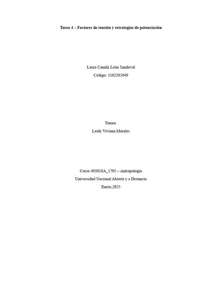 Tarea 4 – Factores de Tensión y Estrategias de Potenciación | PDF ... Tarea 4 – Factores de Tensión y Estrategias de Potenciación | PDF ...