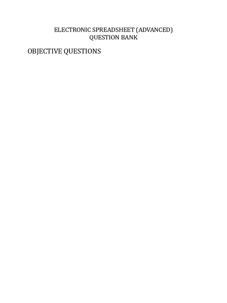 ELECTRONIC SPREADSHEET (ADVANCED) (IT) | PDF | Spreadsheet | Worksheet