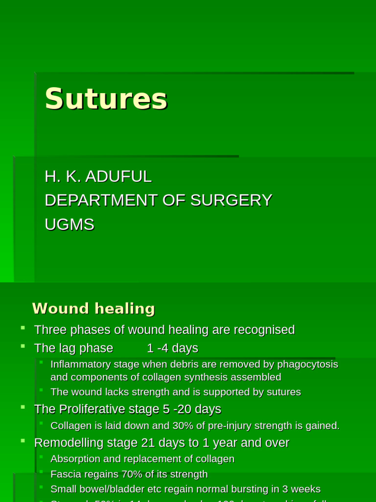 Sutures | PDF | Surgical Suture | Wound