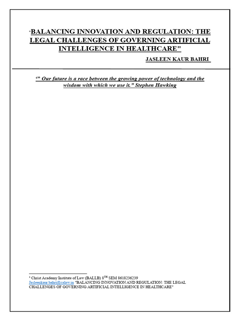 Balancing Innovation and Regulation | PDF | Artificial Intelligence ...