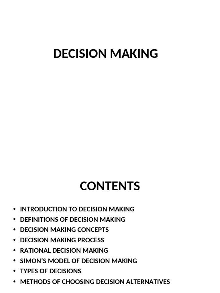 Business Decision Making Guide | PDF | Decision Making | Rationality