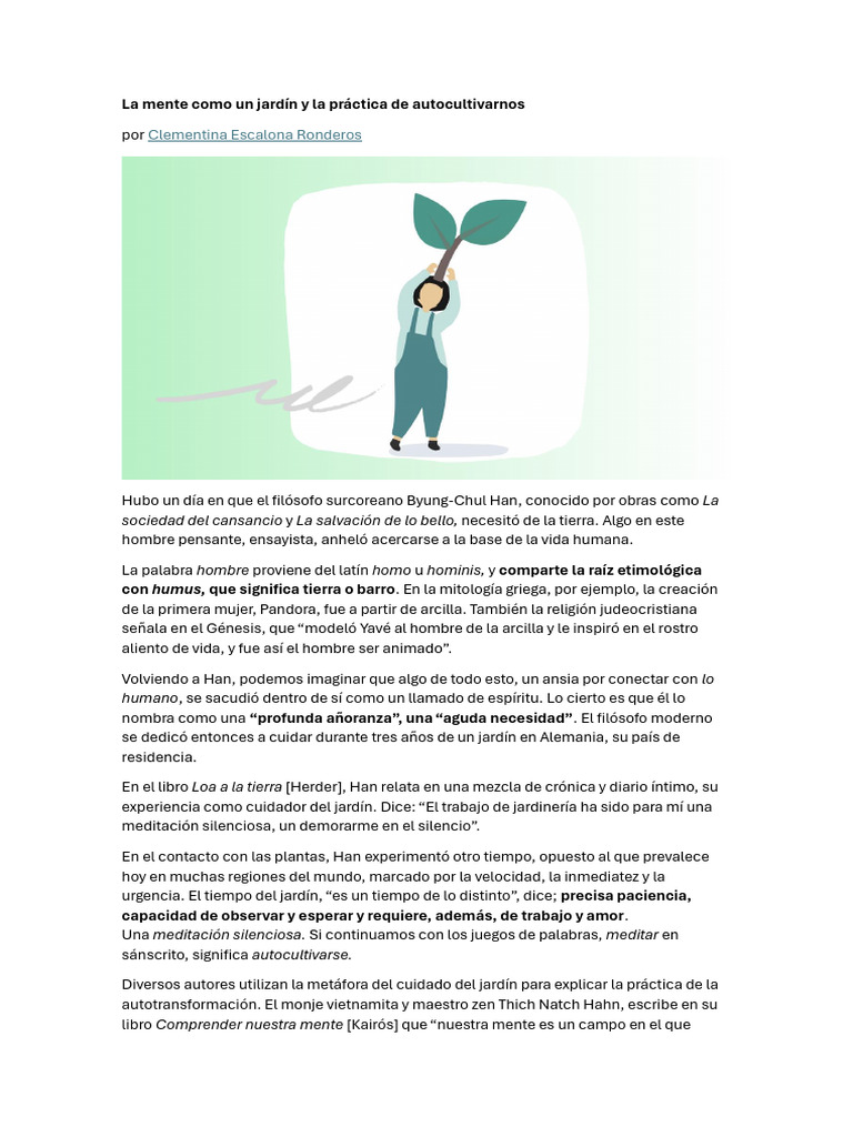 Autocultivo: Jardín de la Mente | PDF | Jardines