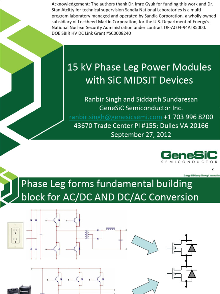 ESS 2012 Peer Review - 15 KV Phase Leg Power Modules With SiC Devices ...