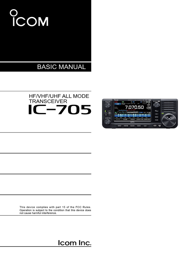 ICOM IC-705_ENG_Basic manual | PDF | Computer Keyboard | Radio